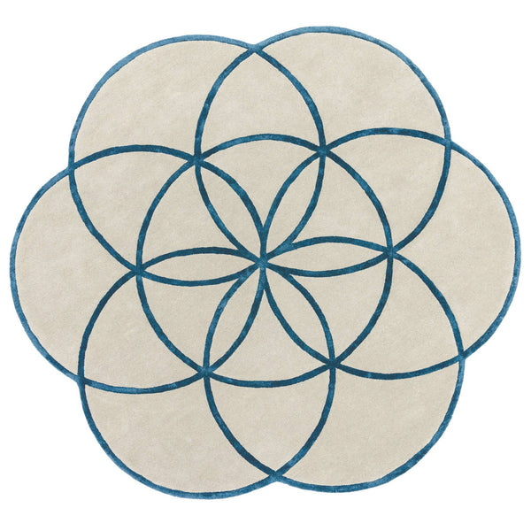 Lotus Blue Floral Shaped Rug - Asiatic Carpets - London