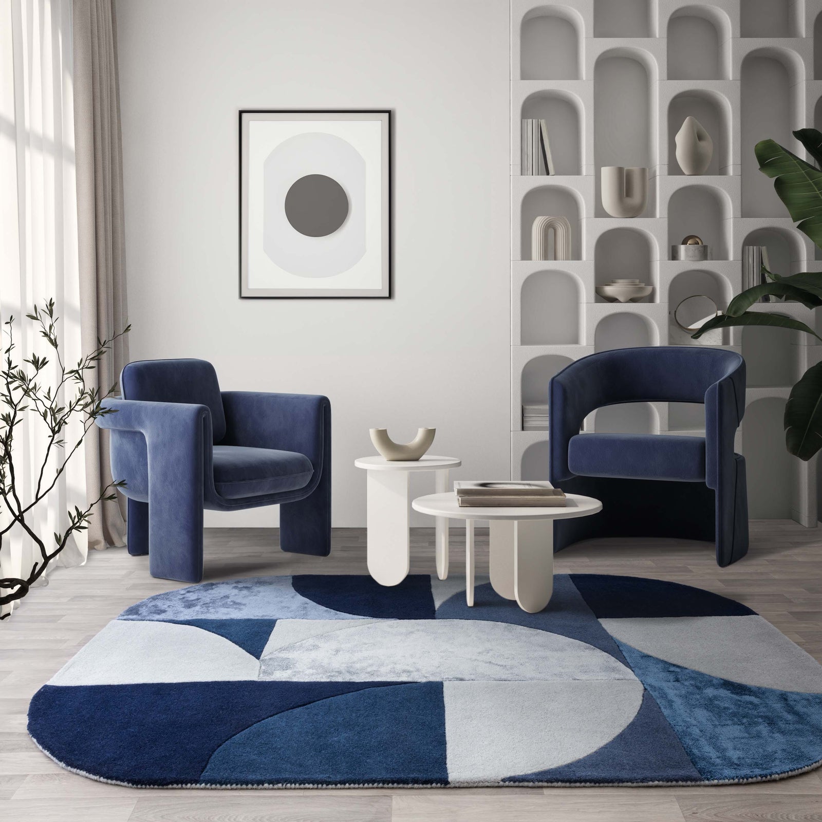 Matrix Oval Indigo Rug MAX74 - Asiatic Carpets - London