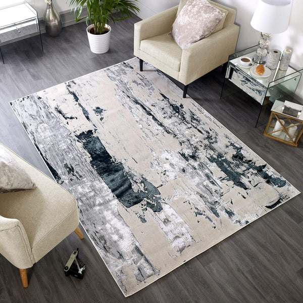 Aurora Glacier Metallic Silver Rug AU10 - Asiatic Carpets - London